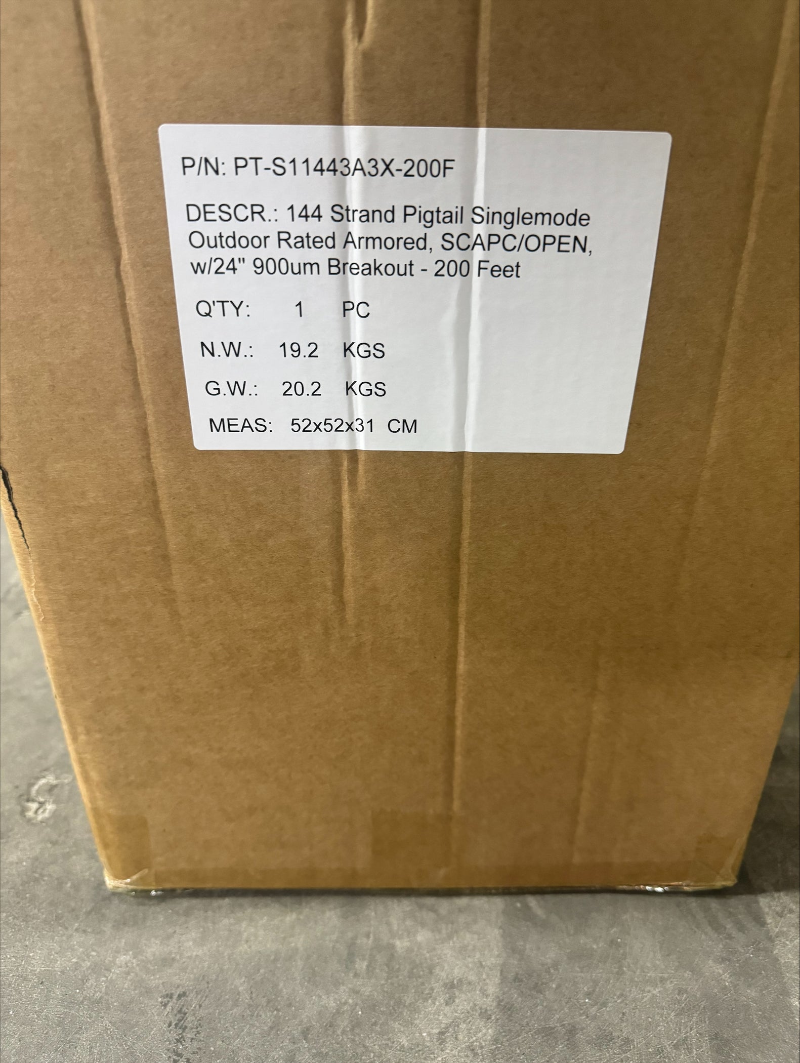 144ct SCAPC Fiber Optic Pigtail Singlemode Outdoor Rated Armored - 200 ...