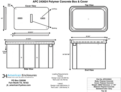 24x36x24 Polymer Concrete Tier 22 Handhole Vault — Telecom Specialties