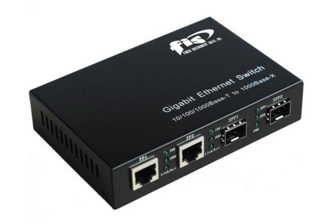 FIS 10/100/1000 Media Converter, 2 SFP, 2UTP — Telecom Specialties